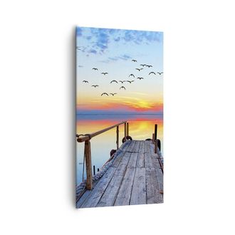 Arttor Wandbilder Dekoration Wohnzimmer Br&uuml;cke See Bilder auf Leinwand 65x120cm Leinwandbild mit Rahmen Schlafzimmer K&uuml;che Deko Wand Kunstdruck Art Wanddeko 