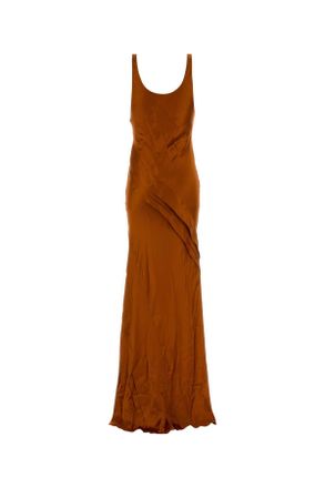 Saint Laurent Satin Long Dress - Orange