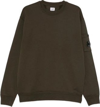 C.P. Company C.p. Company, Homme, Sweatshirts et sweats &agrave; capuche, Vert, Taille: S Lens-Pocket Crewneck SweaT-shirt