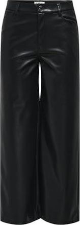 Only Faux Leather Pant PNT Onlmadison Hw Wide Pantalon en Cuir synthétique, Noir, XL / 34L Femmes