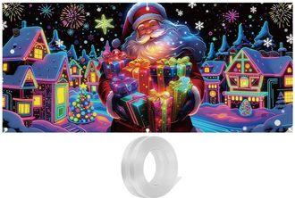 Generico Weihnachtsabdeckung f&uuml;r Garagentore, fluoreszierende UV-Weihnachtsdekoration, 33 x 182 cm, saisonaler Au&szlig;enhintergrund | f&uuml;r Einwohner, DIY-Dekoration