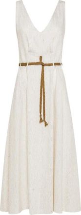 Seventy Femme, Robes, Blanc, Taille: 40 FR Abito gessato in misto lino