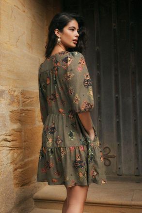 Next Minikleid National Trust x Next Gekn&ouml;pftes Volant-Minikleid (1-tlg)