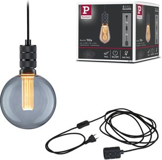 Paulmann 78436 Pendelleuchte Neordic Pendelleuchte Tilla inkl. Stecker ohne Leuchtmittel max. 20 Watt H&auml;ngeleuchte Schwarz Metall E27