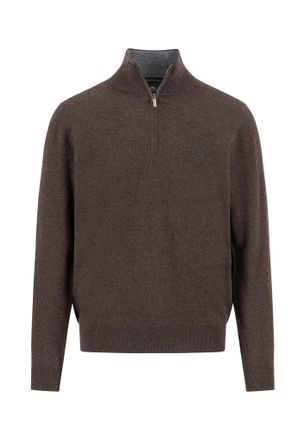 Fynch-Hatton Troyer aus Kaschmir-Mix mit Rei&szlig;verschlusskragen Dark Chocolate / 3XL