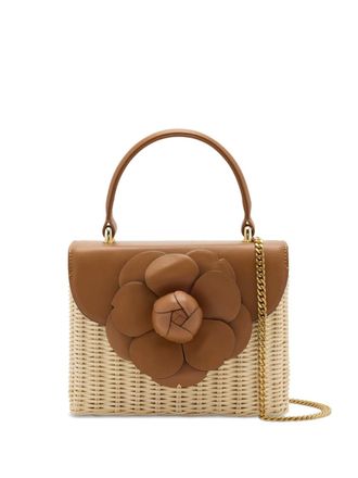 Oscar De La Renta Tote Bag mit Blumenapplikation - Nude