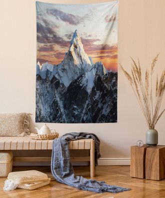 Abakuhaus Bunt Wandteppich, Berg Nepal Everest aus Weiches Mikrofaser Stoff Waschbar ohne Verblassen Digitaldruck, 150 x 110 cm, Weiß Grau