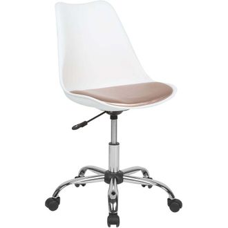 Beliani Beliani - Chaise de Bureau en Polypropyl&egrave;ne Blanc et Rose Dor&eacute; Nylon Cuir pu Rembourrage Dakota