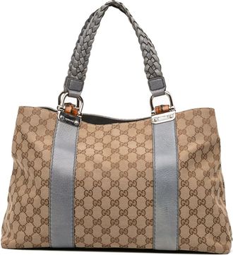 Gucci Shopper - GG Canvas Bamboo Libeccio Tote - Gr. unisize - in Braun - f&uuml;r Damen