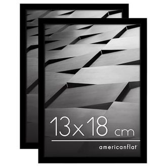 Americanflat Bilderrahmen 13x18 cm aus Kunststoff (2er Pack) - Bilderrahmen 18x13 cm mit bruchsicherer Scheibe - inklusive St&auml;nder und integrierter Aufh&auml;ngung f&uuml;r 