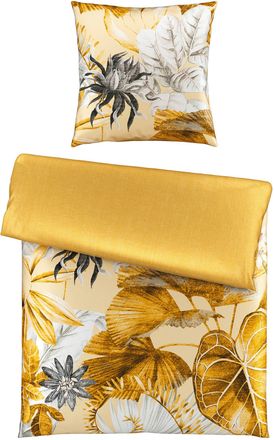 Novel Bettwäsche, Gold, Textil, Blätter, 135x200 cm, pflegeleicht, atmungsaktiv, schadstoffgeprüft, Schlaftextilien, Bettwäsche, Bettwäsche