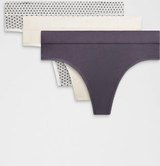 lululemon UnderEase String mit hohem Bund 3er-Pack f&uuml;r Frauen - Gr&ouml;&szlig;e XL in Atmospheric Purple/Light Ivory/Flower Dot Light Vapor Atmospheric Purple