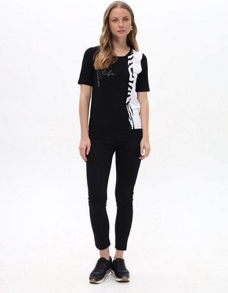 Passioni T-Shirt in Schwarz mit wei&szlig;em Print T-Shirt mit Mustermix in Schwarz- Wei&szlig;