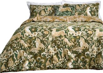 Riva Paoletti Harewood Animal Bettbezug-Set, 100% Baumwolle, Einzelbett, Smaragd