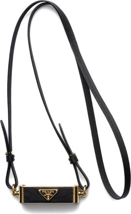 Prada étui de smartphone en cuir à plaque logo - Noir