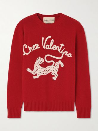 Valentino Garavani Pull En Laine À Broderie - Rouge