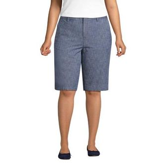 Lands End Chambray-Bermudas, Damen, Gr&ouml;&szlig;e:48 plus, Blau, Elasthan/Baumwoll-Mischung, by Lands End