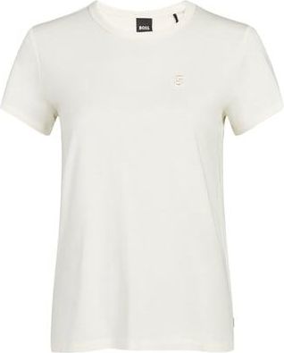 HUGO BOSS T-shirt &agrave; col rond en coton et soie m&eacute;lang&eacute;s