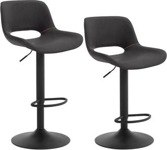 Woltu Tabouret Bar, Lot de 2, Chaise de Bar, en Simili Cuir, Réglable en Hauteur, Siège Rembourré, Pivotant à 360°, avec Dossier, Cadre en Métal, Anthracite