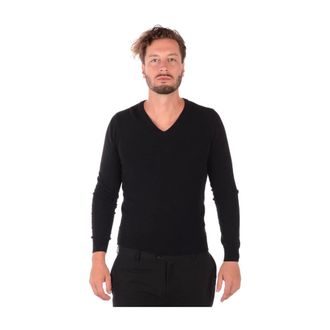 Daniele Alessandrini Homme, Pulls, Noir, Taille: L Pull &agrave; Col en V Dor&eacute;
