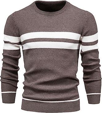 Generic T-shirt ray&eacute; d&eacute;contract&eacute; pour homme - Pull ray&eacute; d&eacute;contract&eacute; pour homme - Col rond - Taille europ&eacute;enne - Pour entra&icirc;nement int&eacute;rieur et ext&eacute;rieur, caf&eacute;