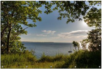 Wallario Outdoor-Poster f&uuml;r Garten oder Balkon Blick aufs Wasser, Motivbanner Gr&ouml;&szlig;e: ca. 120 x 180 cm, Outdoor-Bild
