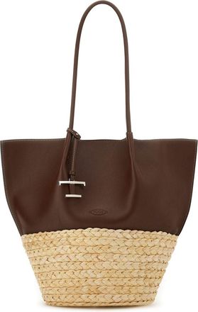 Tod's Womens Medium Shopping Bag Brown Calfskin Shoulder