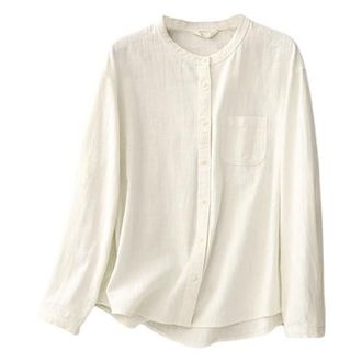 Generic T-shirt pour femme printemps nouveau style ethnique r&eacute;tro temp&eacute;rament broderie ample et confortable Chemise fine &agrave; manches longues Top, Blanc., XXL
