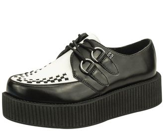 T.U.K. Leather Viva High Creeper - Herren & Damen Schuhe - Farbe Black and White Leather - Gr&ouml;&szlig;e EU42