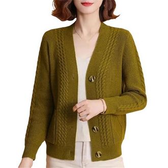 Generic Pull ample &agrave; col en V pour femme avec col en V, Jaune, XS