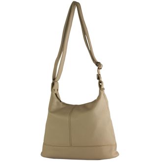 modamoda.de T251 - ital. Umhängetasche Größe M aus Leder, Farbe:Graubeige