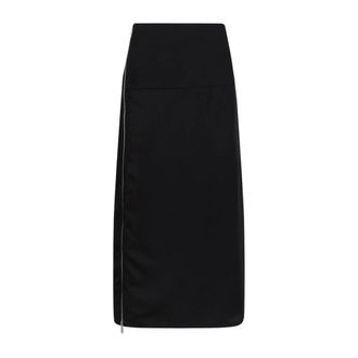 Jil Sander Midi-Rock mit asymmetrischem Rei&szlig;verschluss - - Skirts - Damen - Schwarzk - XS