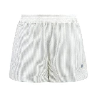 Stella McCartney Shorts &agrave; taille smock&eacute;e ray&eacute;e - Femme - Shorts - Gris - Taille: 40 FR