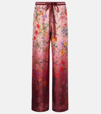 Gucci Pantalon ample en soie à fleurs