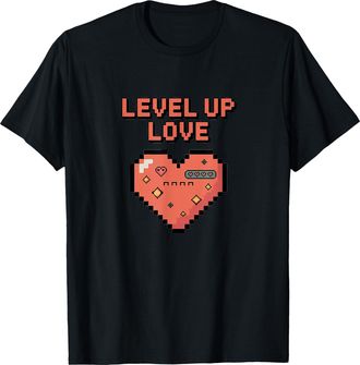 Mapanoli Design Level Up Love Pixel Heart Gaming Style - Valentinstag T-Shirt
