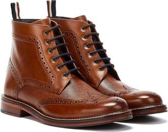 Ben Sherman Alfred Brogue Bottes en Cuir Marron pour Hommes - EUR 44