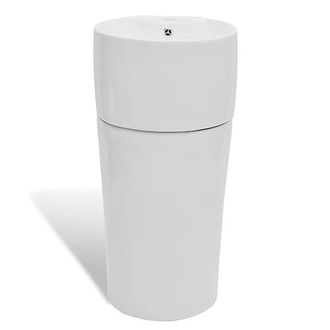 vidaXL Lavabo Trou de Trop-plein Robinet C&eacute;ramique Blanc Salle de Bain Vasque