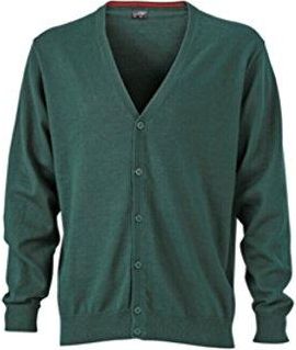 James & Nicholson Cardigan Classique en Coton (M, Vert foncé)