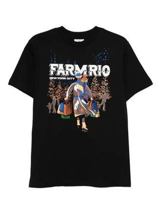 Farm Rio T-Shirt mit grafischem Print - Schwarz