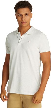 Tommy Jeans TJM Slim Placket Polo EXT S/S Polo Mens, Grey (Grey Htr), XXL