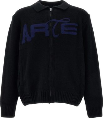 Arte Stencil Zip Cardigan - - Knitwear - Herren - Schwarzk - S