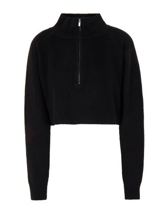 8 by YOOX KNIT CROPPED HALF-ZIP SWEATER