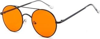 Generic Lunettes De Soleil Rondes En Métal For Femmes, Conduite Plein Air For Hommes(Orange)