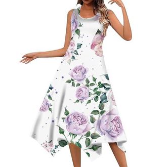 Generic Robe d&eacute;t&eacute; d&eacute;contract&eacute;e pour femme - Sans manches - Mouchoir - Ourlet - Robe longue - Robe de plage avec poches, vert, XXL