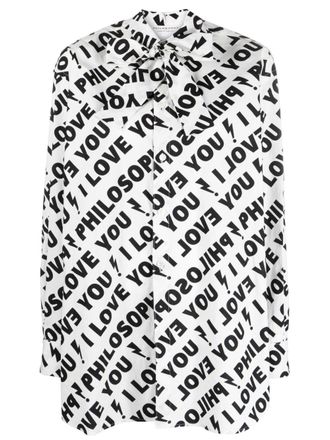 Philosophy di Lorenzo Serafini chemise I Love You Philosophy &agrave; coupe longue - Blanc