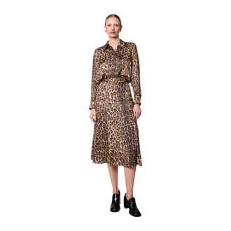 BERENICE Rock Jalia | Flie&szlig;ender mittellanger Rock mit Leopardenmuster - - Dresses - Damen - Mehrfarbig - S