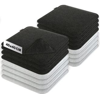 Com-Four 16x Sitzkissen aus Filz 40 x 40 - gepolstertes Stuhlkissen - eckige Sitzpolsterauflage für Esszimmer, Garten, Balkon - rutschfeste Unterseite mit Anti