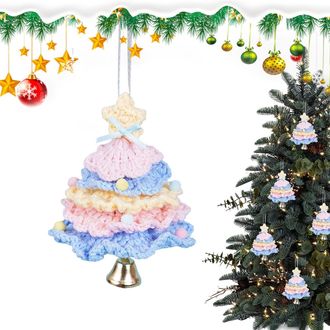 Generico H&auml;kel-Weihnachtsbaum | Weihnachtsbaum-Anh&auml;nger mit geh&auml;kelter Glocke | Weihnachtsdekoration f&uuml;r Tisch und Ablagen im Wohnzimmer, Schlafzimmer, Kaminof