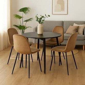 Dmora Chaise Pismo, Fauteuil recouvert de Velours, Chaise de Salle à Manger rembourrée, Siège de réunion, 45x56h87 cm, Sable