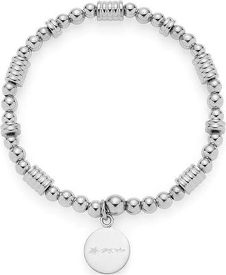 Leonardo Bracelet Elisabeth - Bracelet élastique en acier inoxydable argenté - Mélange de différentes boules métalliques - 19 cm de longueur - Bijou cadeau pou
